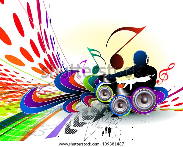 Abstract Vector Illustration Dj Man Playing 스톡 벡터(로열티 프리) 109381487 ...