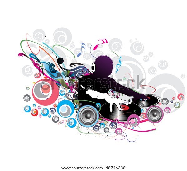 Abstract Vector Illustration Dj Man Playing: vector de stock (libre de ...