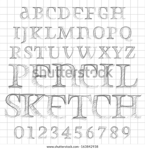 Abstract Vector Illustration Pencil Sketched Font Stock Vector (Royalty ...