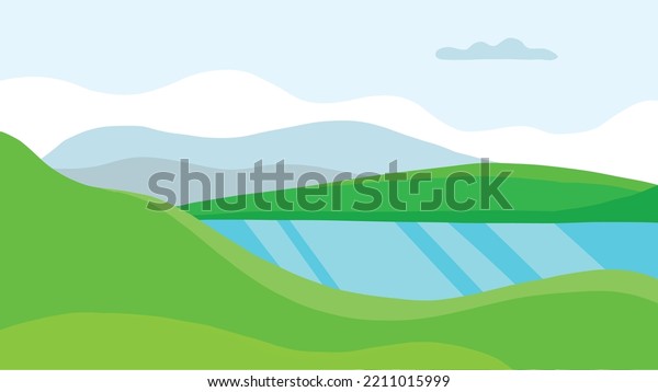 Abstract Vector Landscape Blue Green Background Stock Vector (Royalty ...