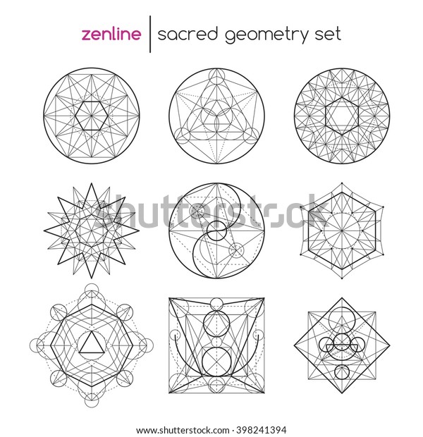 Abstract Vector Sacred Geometrical Figures Spiritual Stock Vector ...