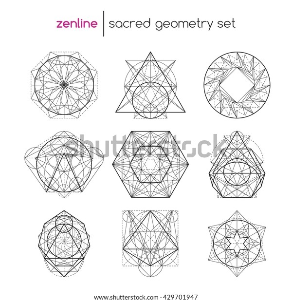 Abstract Vector Sacred Geometrical Figures Spiritual Stock Vector ...