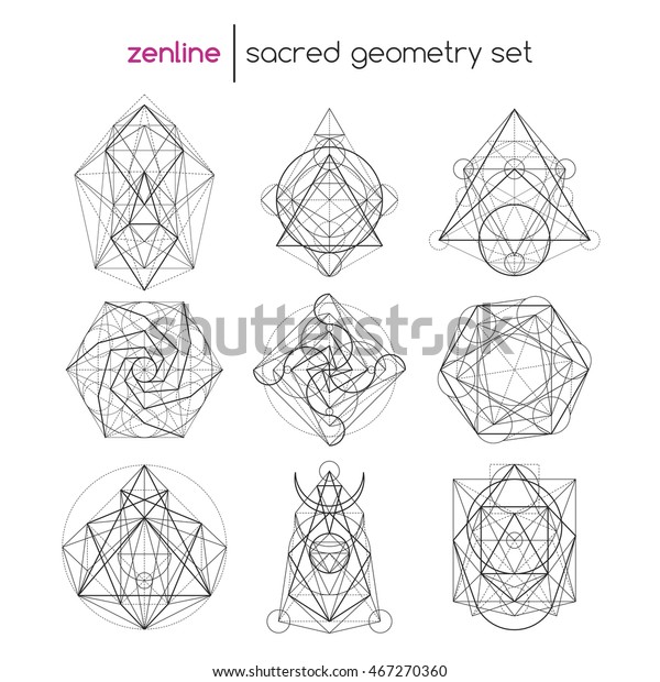 Abstract Vector Sacred Geometrical Figures Spiritual Stock Vector ...