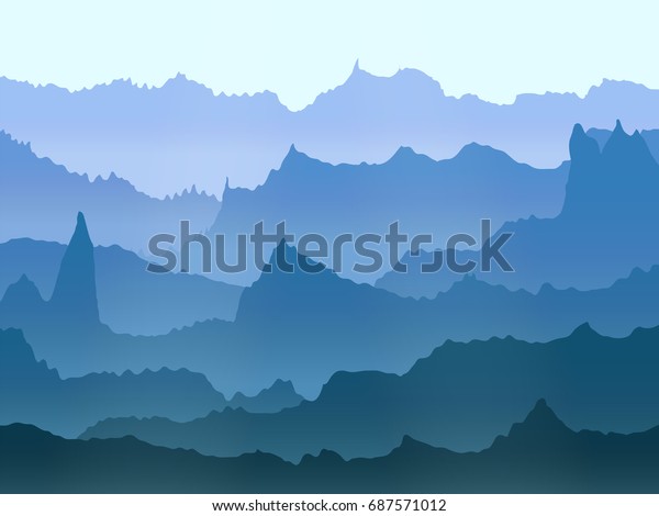 Abstract Vector Watercolor Misty Mountains Landscape Stock Vector ...