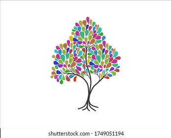 Abstract Vibrant Rainbow Tree Logo Design Stock Vector (Royalty Free ...