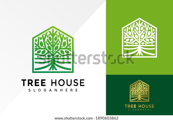 Abstract Vibrant Tree House Logo Design Stock Vector (Royalty Free ...