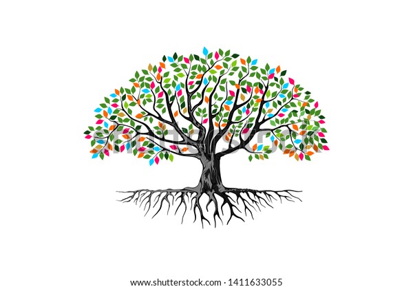 Abstract Vibrant Tree Logo Design Root Stock Vector (Royalty Free ...