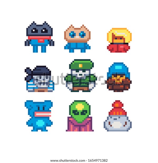 Abstract Video Game Characters Cute Creatures Stock Vector (Royalty ...