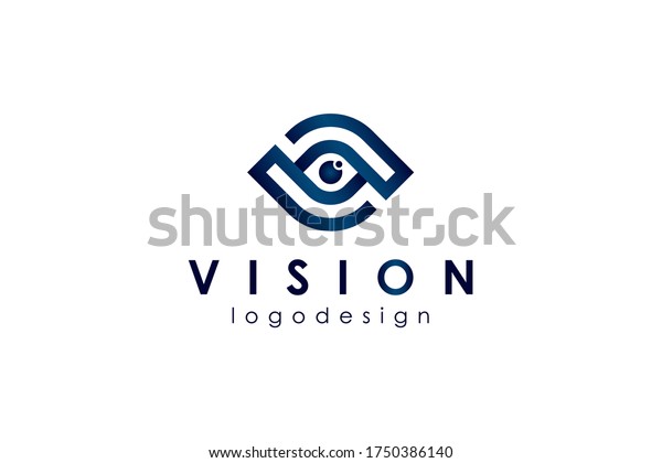 Abstract Vision Eye Logo. Blue Linear Geometric Infinity Camera Icon ...