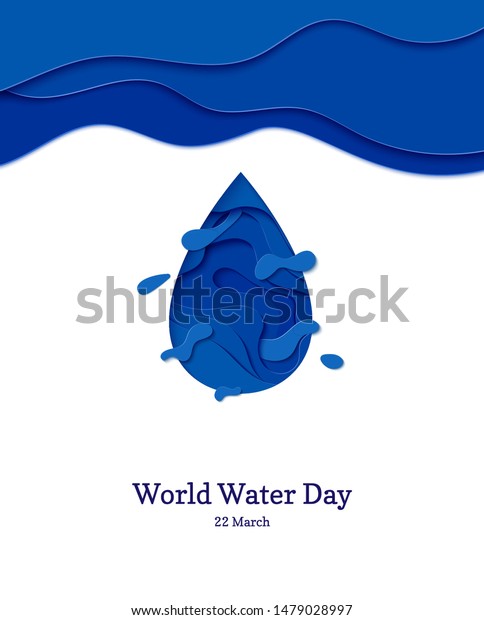 Abstract Water Drop Cut Paper Style Stock Vector (Royalty Free ...