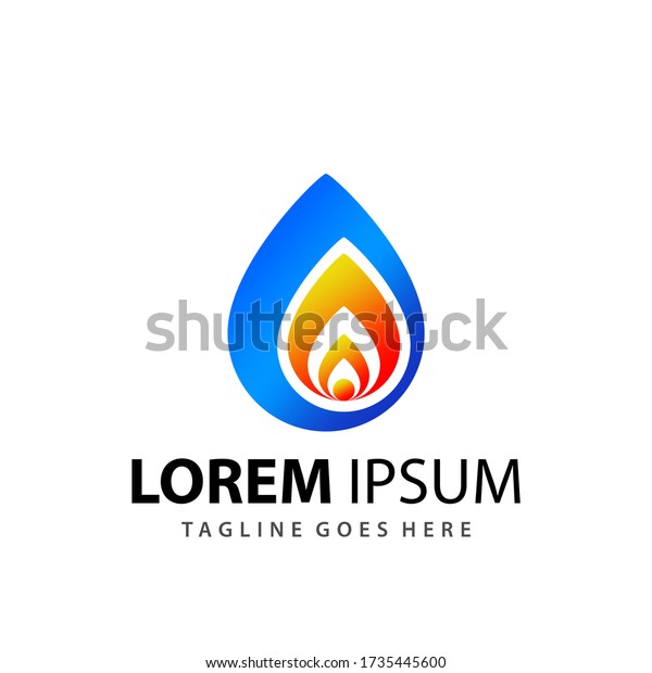 Abstract Water Drop Fire Logo Design Stock Vector (Royalty Free ...