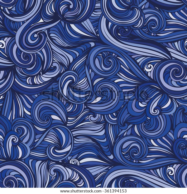 Abstract Wave Handdrawn Pattern Seamless Texture Stock Vector (Royalty ...