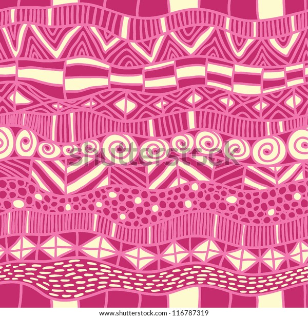 Abstract Wavy Pink Ethnic Pattern Stock Vector (Royalty Free) 116787319 ...