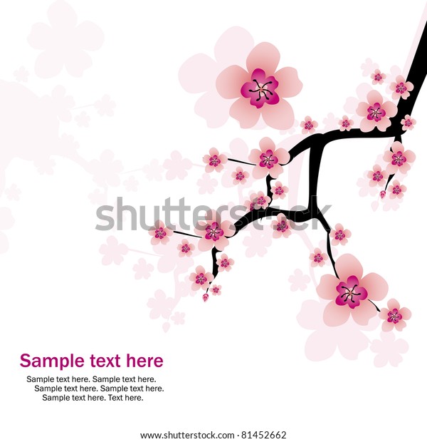 Abstract White Background Cherry Blossom Text Stock Vector (Royalty ...