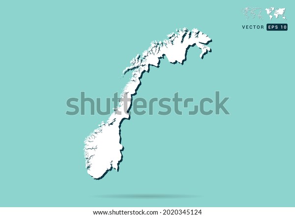 Abstract White Norway Map Black Shadow Stock Vector (Royalty Free ...