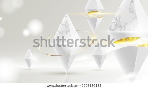 Abstract White Realistic Prisms Gold Accents Stock Vector (Royalty Free ...