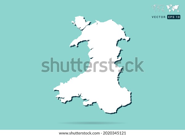 Abstract White Wales Map Black Shadow Stock Vector (Royalty Free ...