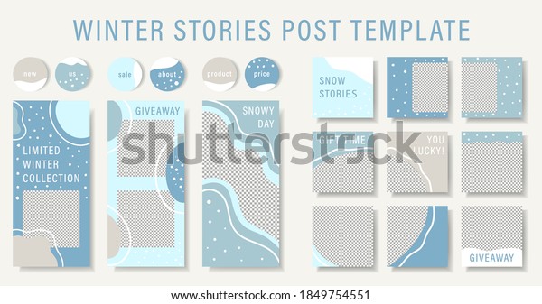 Abstract Winter Template Instagram Backgrounds Social Stock Vector ...