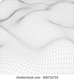 Abstract Wireframe Grid Illustration Created 3d Stock Vector (Royalty ...