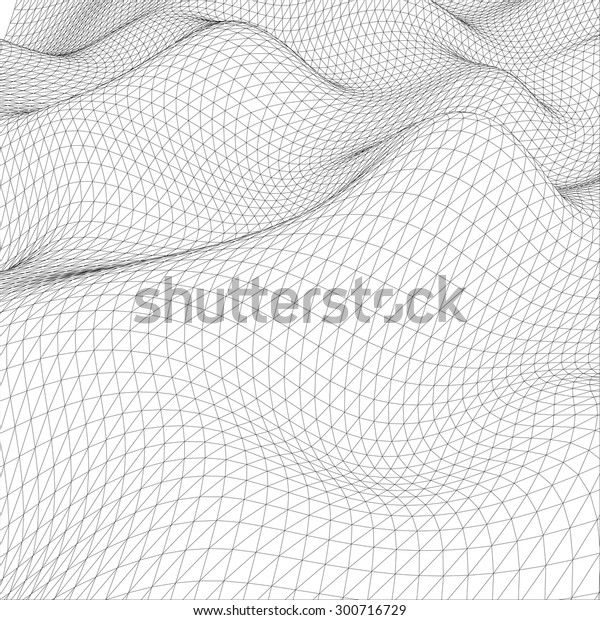 Abstract Wireframe Grid Illustration Created 3d Stock Vector (Royalty ...