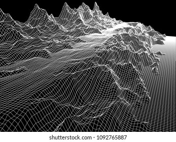 Abstract Wireframe Landscape Mountains Wireframe 3d Stock Vector ...