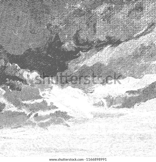 Abstract Woodcut Styled Background Clouds Sky Stock Vector (Royalty ...