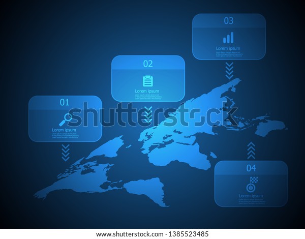 Abstract World Map Boxes Infographics 4 Stock Vector (Royalty Free ...