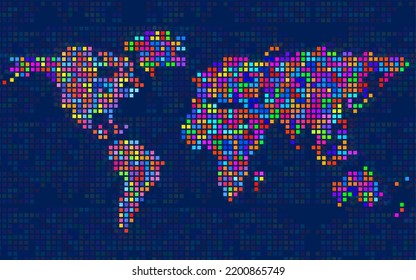 Abstract World Map Colorful Dots Pixels Stock Vector (Royalty Free ...
