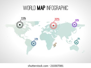 Abstract World Map Infographic Points Destinations Stock Vector ...