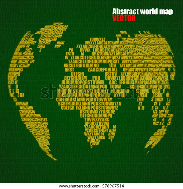 Abstract World Map Letters English Alphabet: เวกเตอร์สต็อก (ปลอดค่า ...