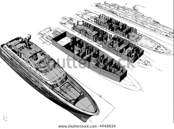Abstract Yacht Drawing Stock Vector (Royalty Free) 4948834 | Shutterstock