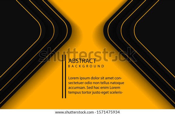 Abstract Yellow Black Shapes Overlapping Layers Stock Vector (Royalty ...