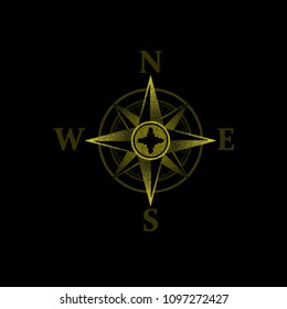 Abstract Yellow Dotted Compass Silhouette Isolated Stock Vector ...