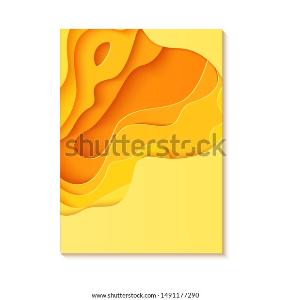 Abstract Yellow Flyer Cut Paper Style Stock Vector (Royalty Free ...