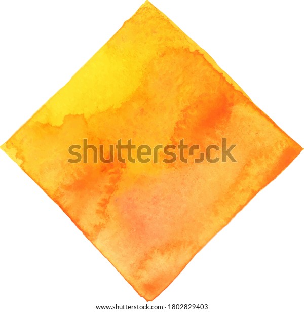 Abstract Yellow Orange Square Watercolor Hand Stock Vector (Royalty ...