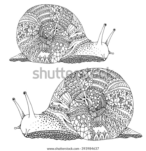 Abstract Zentangle Snails Vector Illustration Perfect Stock Vector ...