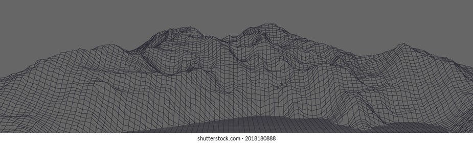 Abstraction Landscaping Mountains Wireframe Landscape Background Stock ...