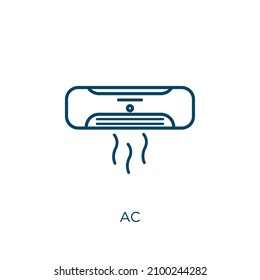 Ac Icon Thin Linear Ac Outline Stock Vector (Royalty Free) 2100244282 ...