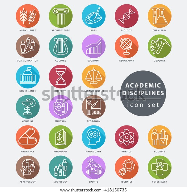 Academic Disciplines Isolated Icon Set Vector Stock Vector (Royalty ...