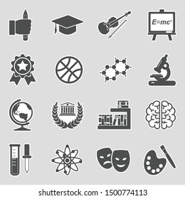 Academy Icons Sticker Design Vector Illustration Stock Vector (Royalty ...