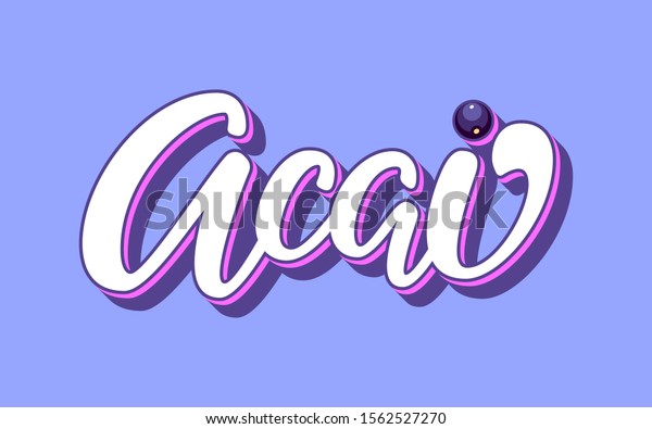 Acai hand drawn vector logo. Illustration with lettering typography ...