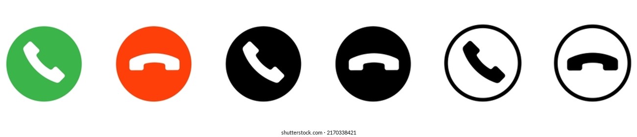 Accept Call Rejection Icons Set Isolated Stock Vector (Royalty Free ...