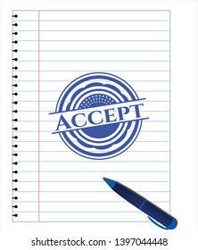 Accept Draw Pen Strokes Blue Ink Stock Vector (Royalty Free) 1397044448 ...