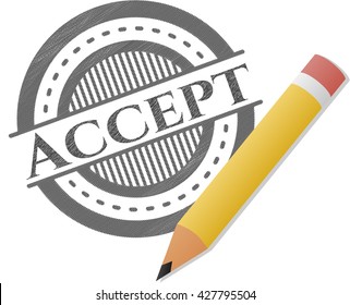 Accept Emblem Draw Pencil Effect Stock Vector (Royalty Free) 427795504 ...