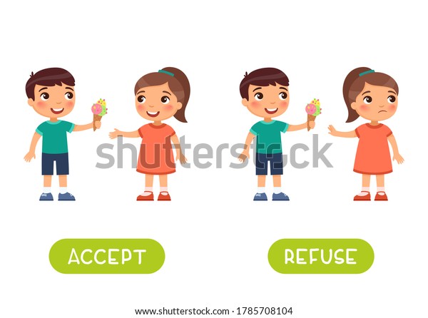 Accept Refuse Antonyms Word Card Vector: vetor stock (livre de direitos ...