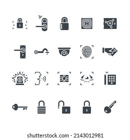 Access Control System Black Icon Set Stock Vector (Royalty Free ...