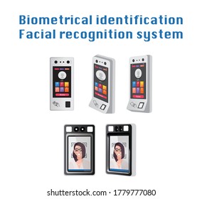 Access Control Terminal Biometric Identification Facial Stock Vector ...