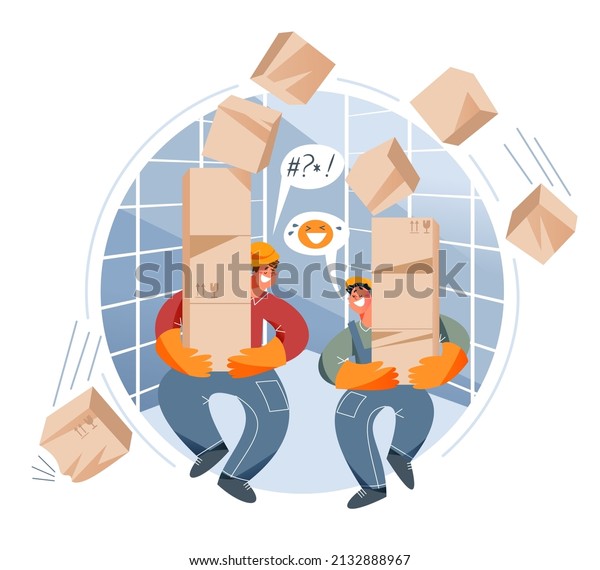 Vektor Stok Accident Warehouse People Vector Illustration Cartoon ...