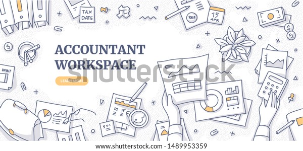 Accountant Workplace Doodle Concept Top View Stock Vector (Royalty Free ...