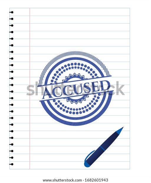 Accused Emblem Draw Pen Effect Blue Stock Vector (Royalty Free ...